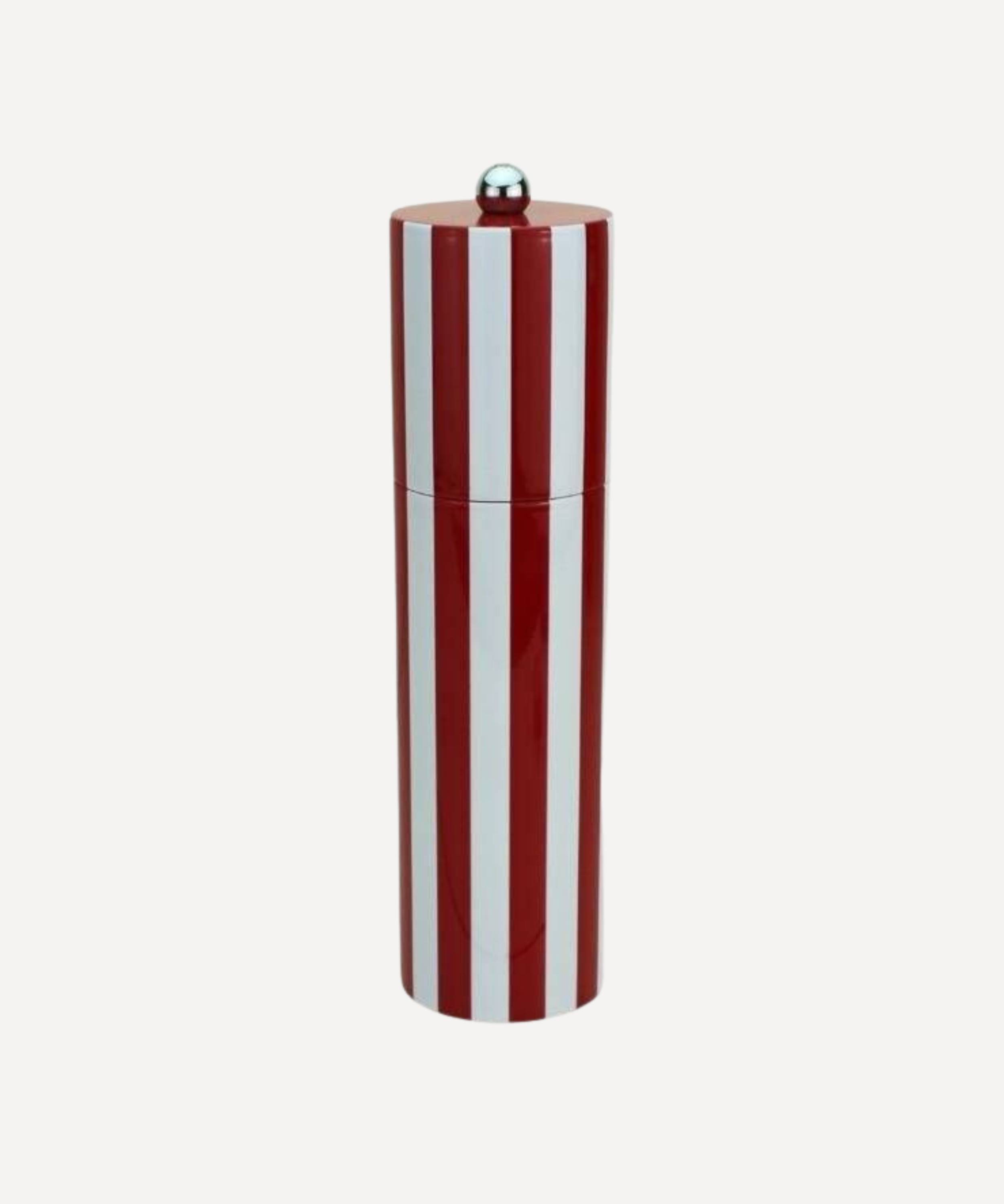 Burgundy Striped Column Salt or Pepper Mill - Glassette