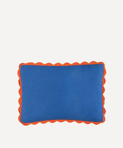 Navy Rectangular Block Colour Cotton Cushion Cover - Glassette
