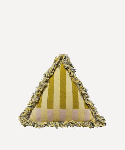 Yellow stripey triangle cushion - Glassette