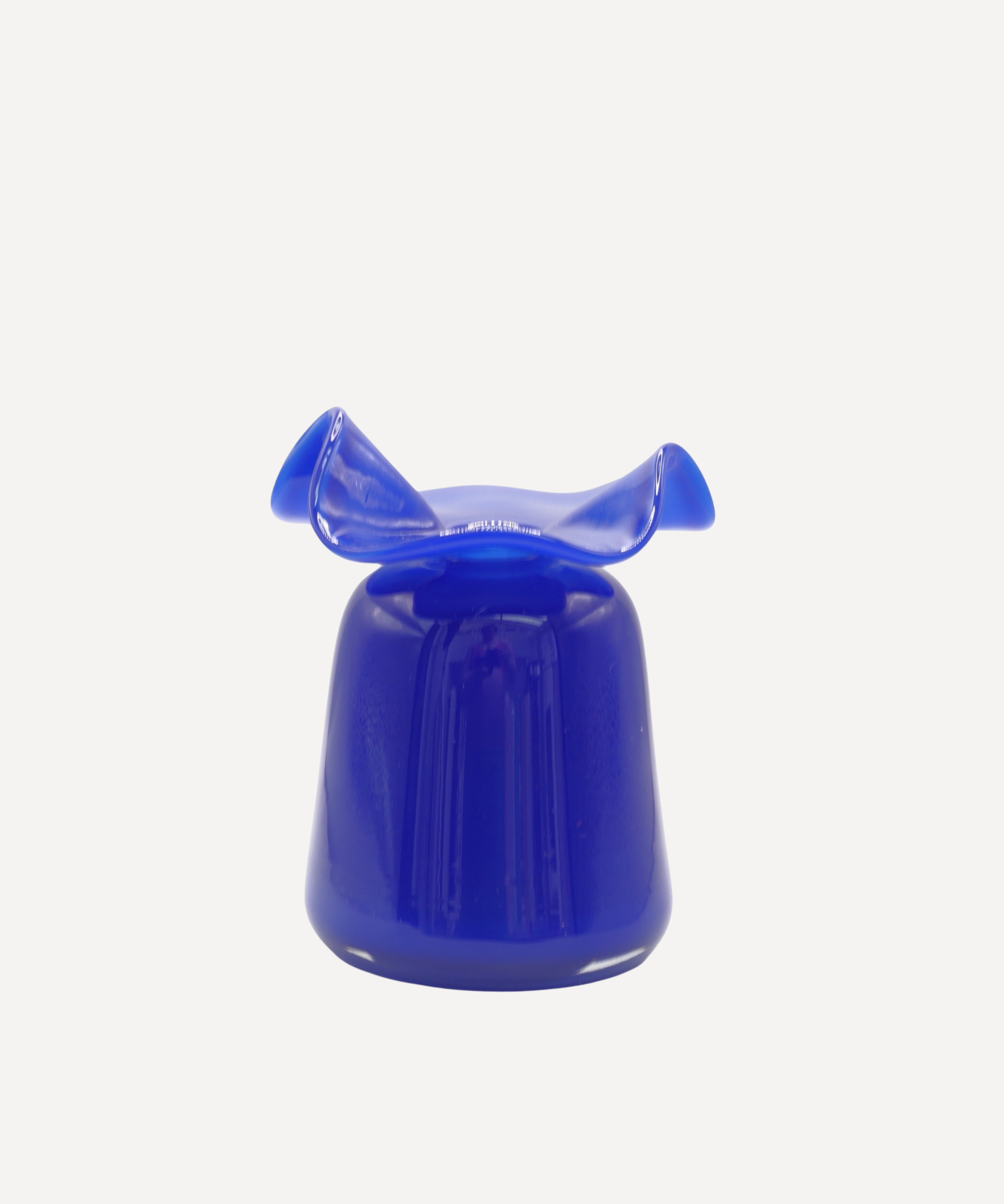 Dark Blue Handmade Ruffle Glass Bud Vase, Medium - Glassette