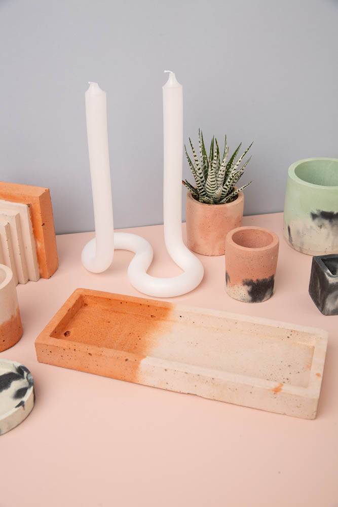 Rectangle Concrete Tray - Terracotta-Blush - Glassette