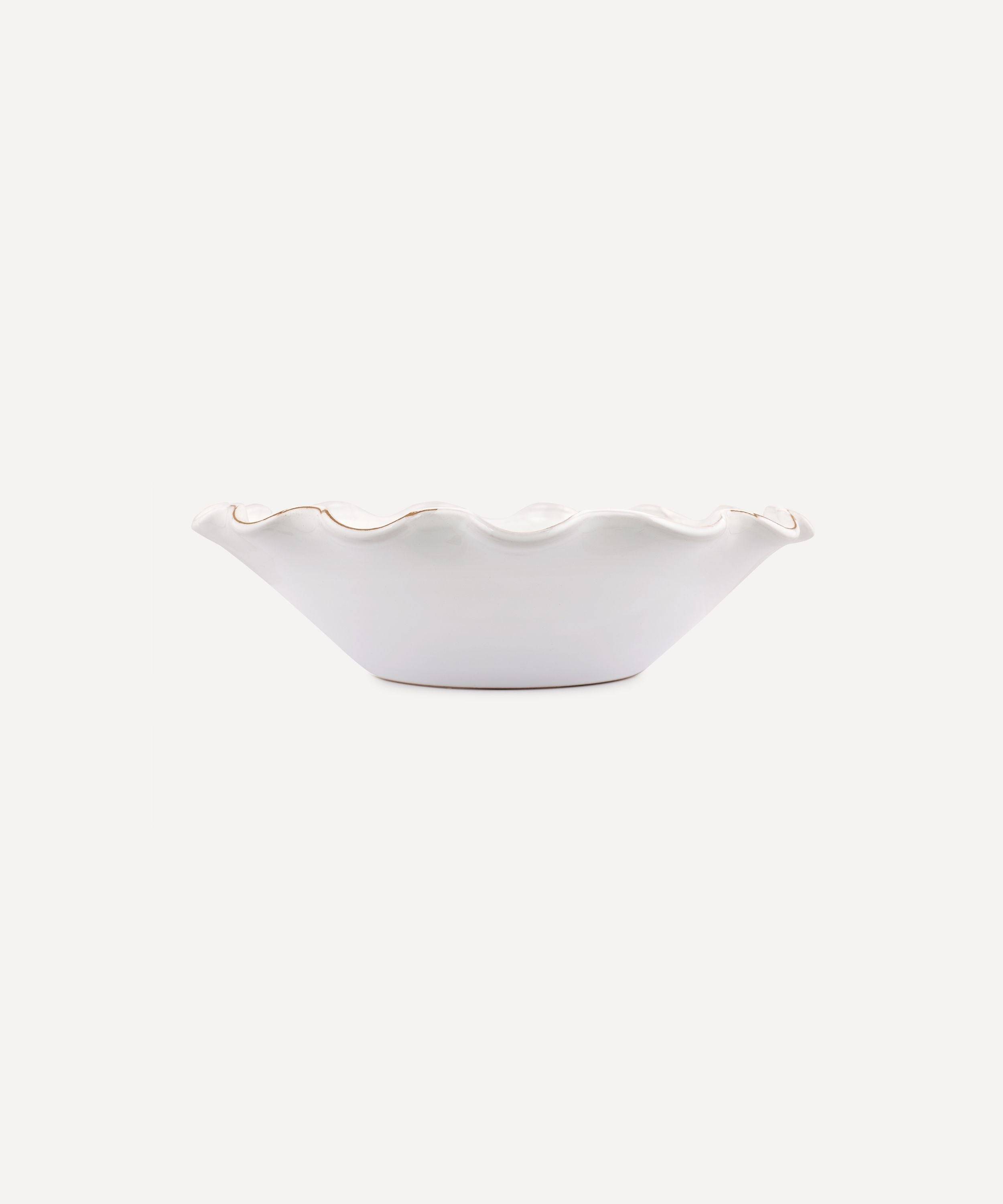 Ruffle Ceramic Bowl, White - Glassette