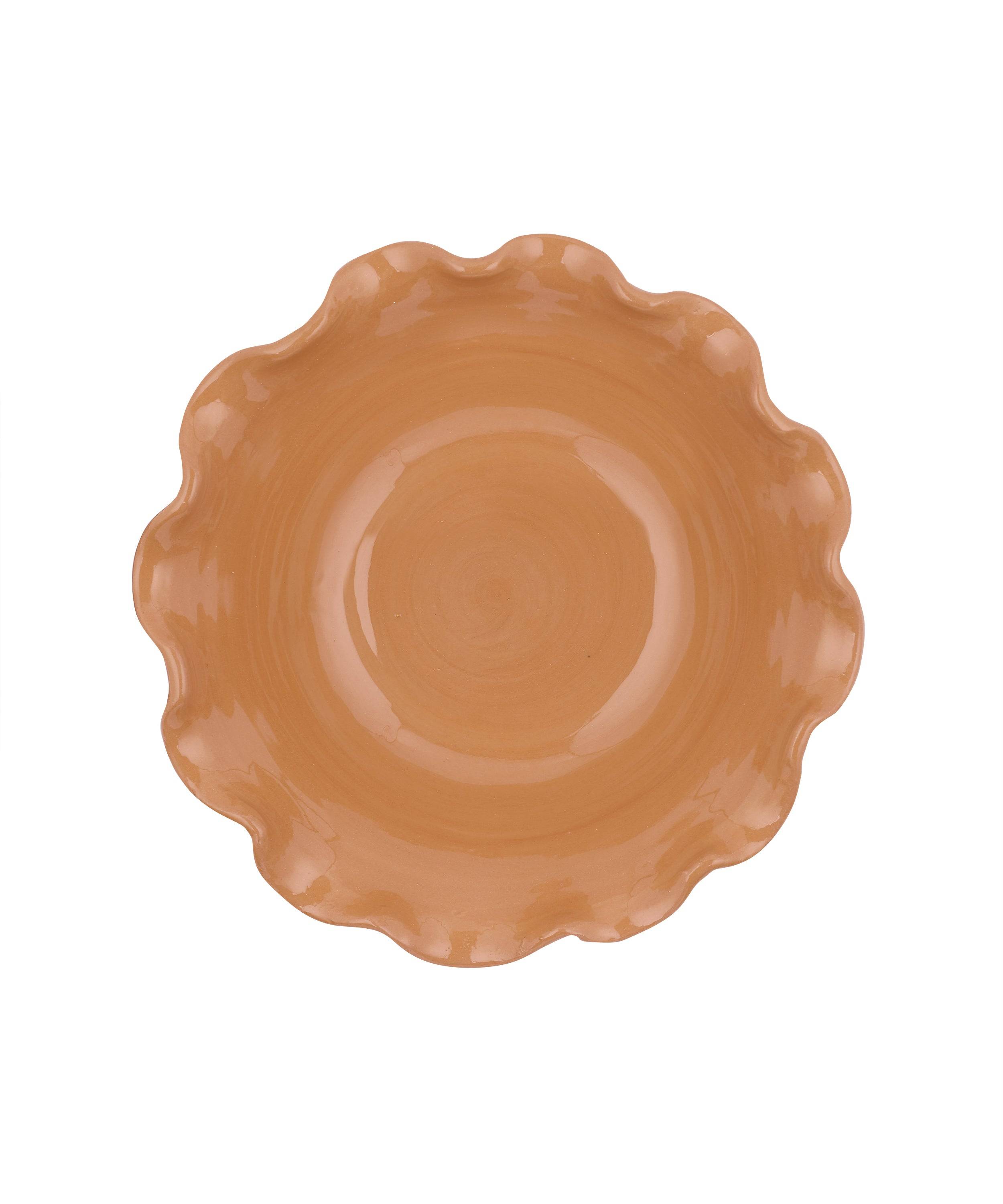 Ruffle Ceramic Bowl, Terracotta - Glassette