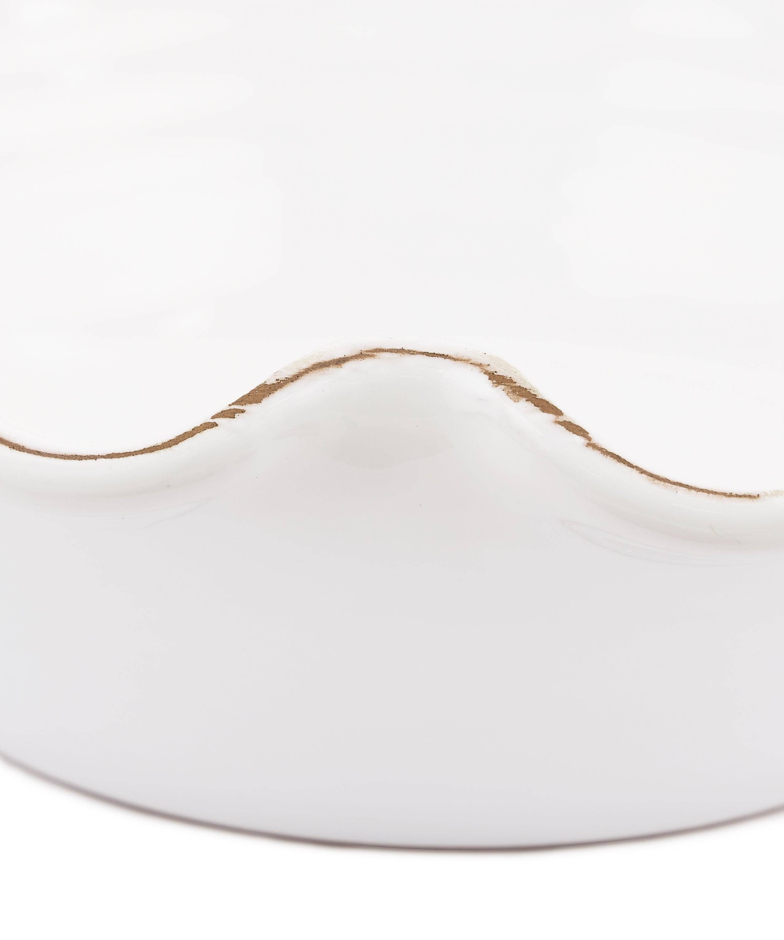 Ruffle Ceramic Bowl, White - Glassette