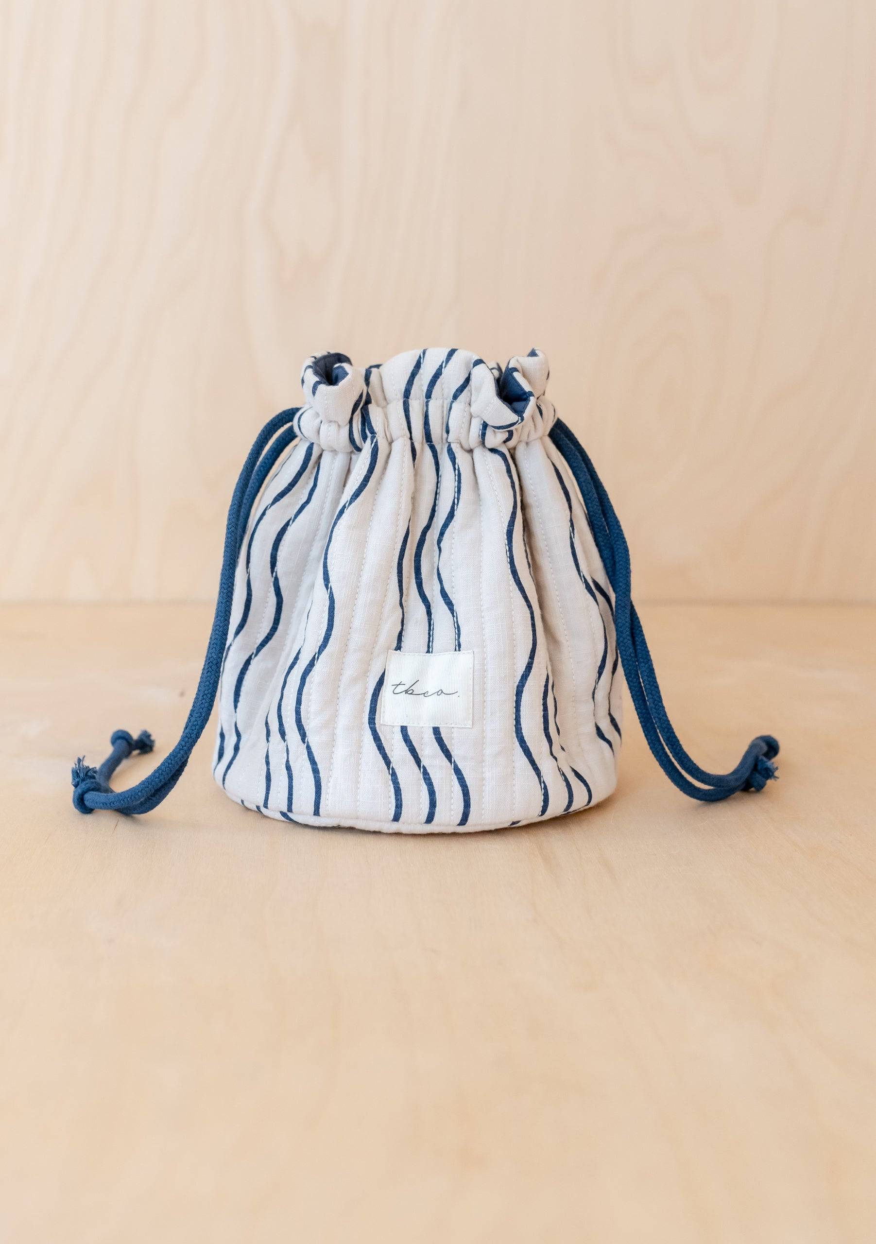Cotton Wash Bag in Blue Wave - Glassette