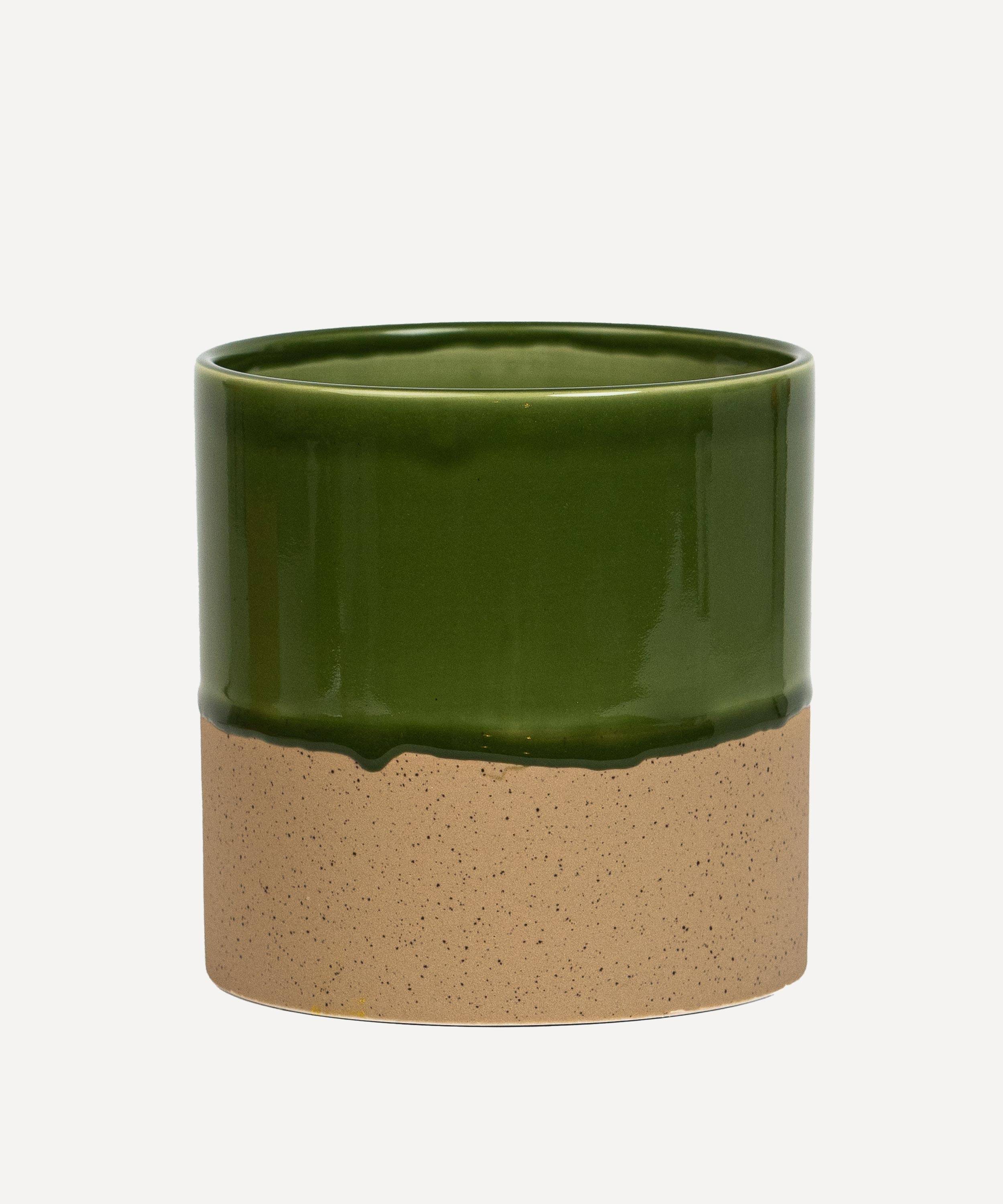 Drip Ceramic Planter in Rich Green - Large - Glassette