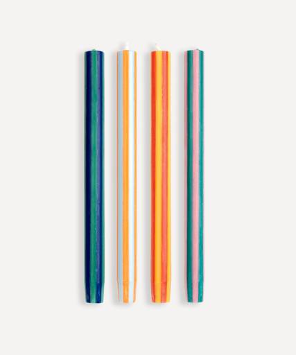Stripes Dinner Candles - Mixed Set: Colours Contrast 2 - Glassette