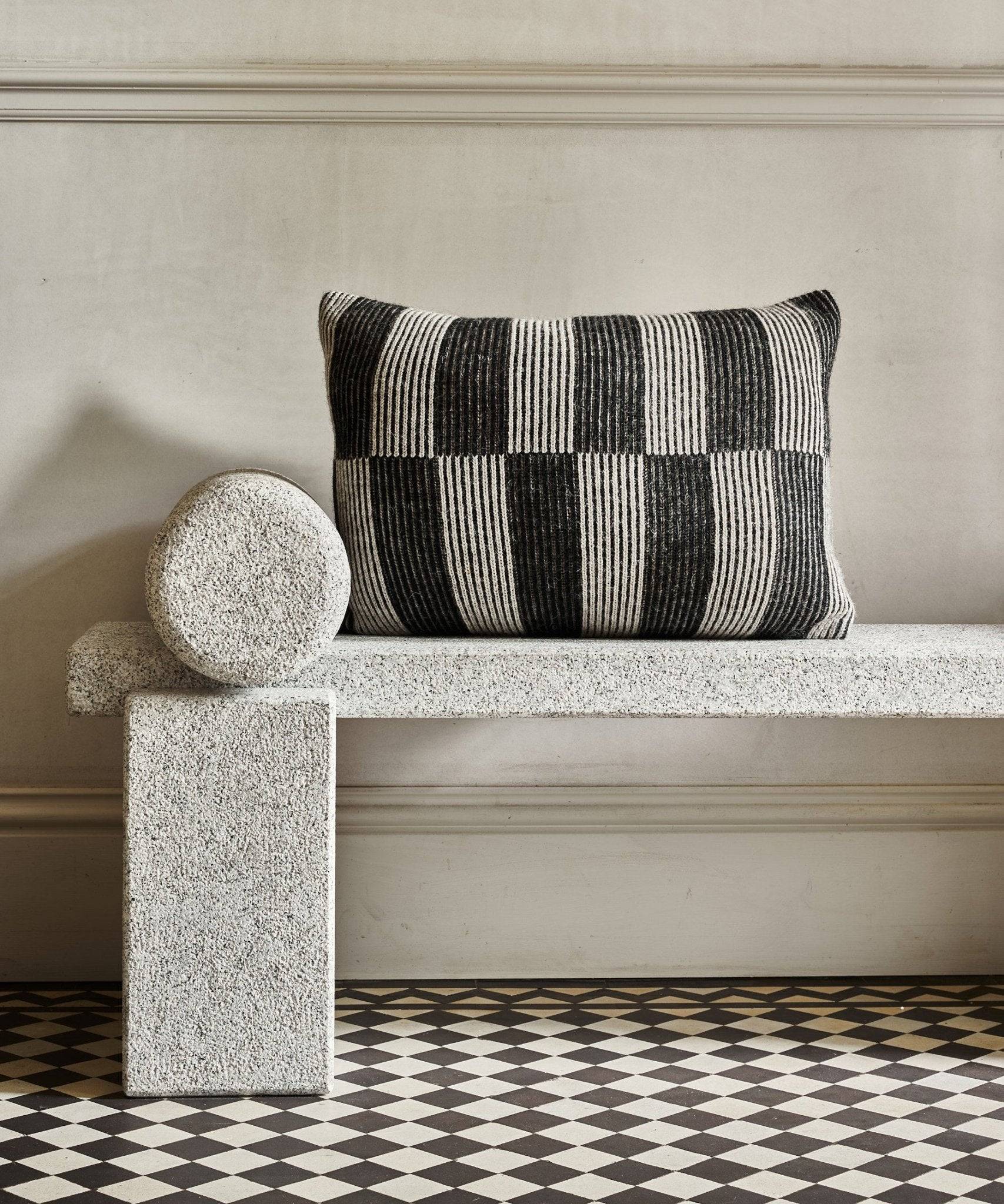 British Wool Tiles Cushion - B&W 55cm x 40cm - Glassette