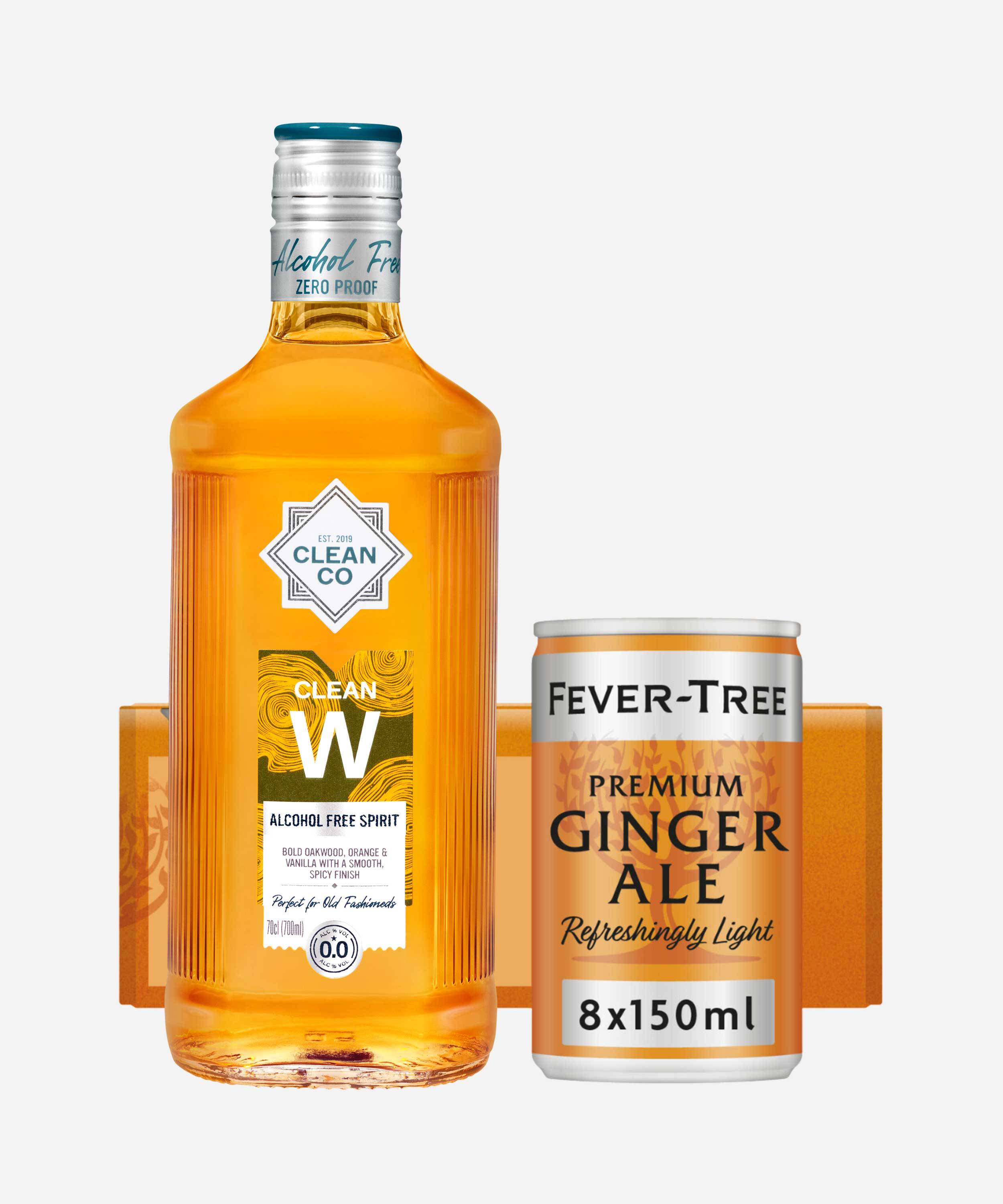 Clean W & Ginger Bundle - Alcohol Free Whiskey - Glassette