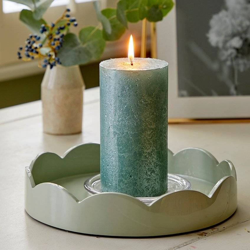 Sage Green Small Round Scallop Tray - Glassette